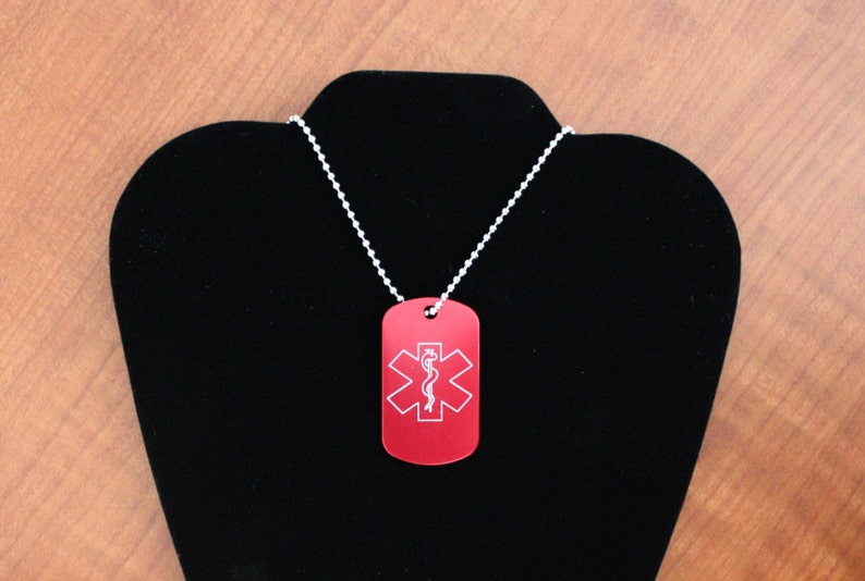 Medical Alert Custom Engraved Medic ID Military Dog Tag - Etsy