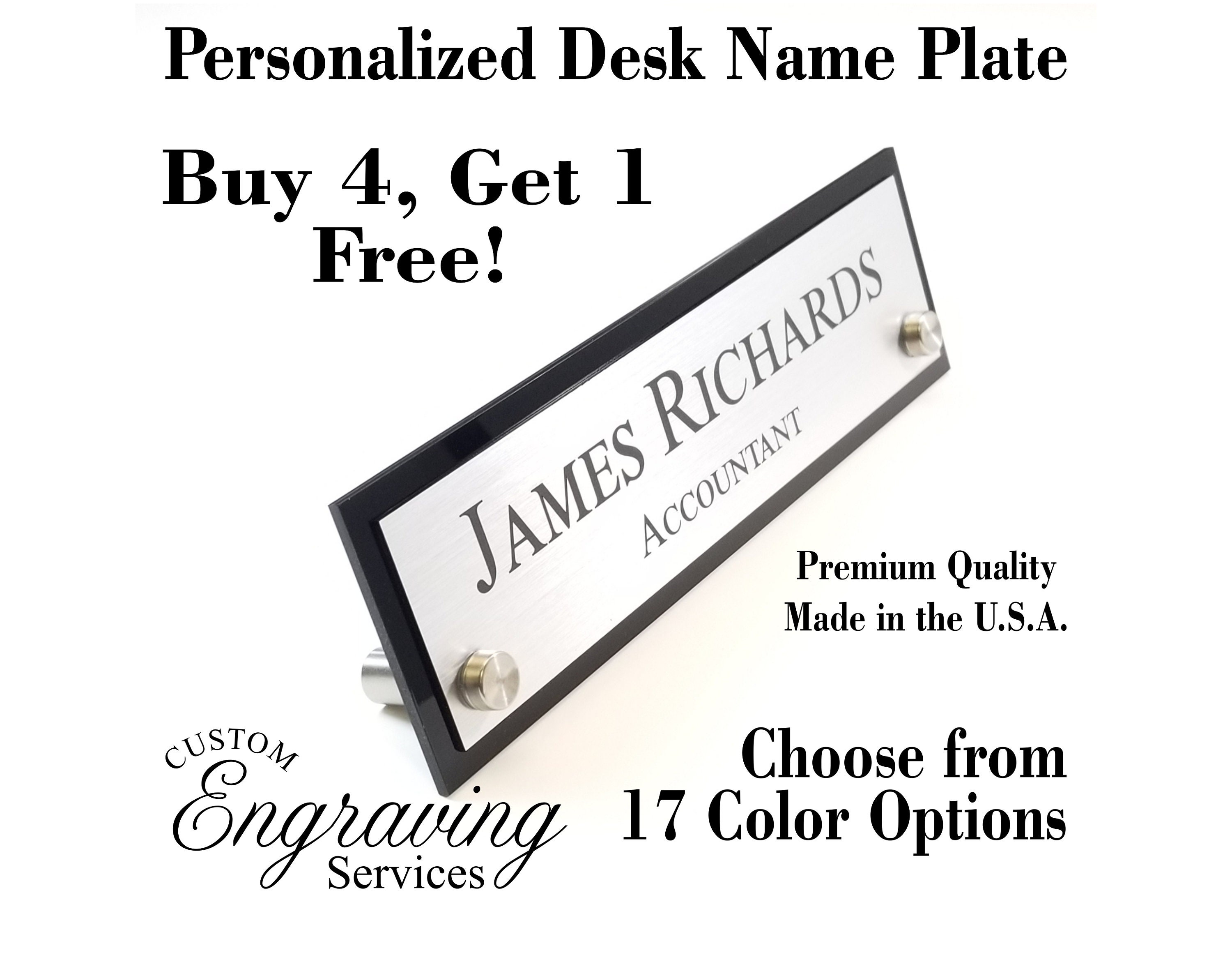 Personalised Desk Name Plate, Custom Engraved Desk Sign, Plaque, Office ...