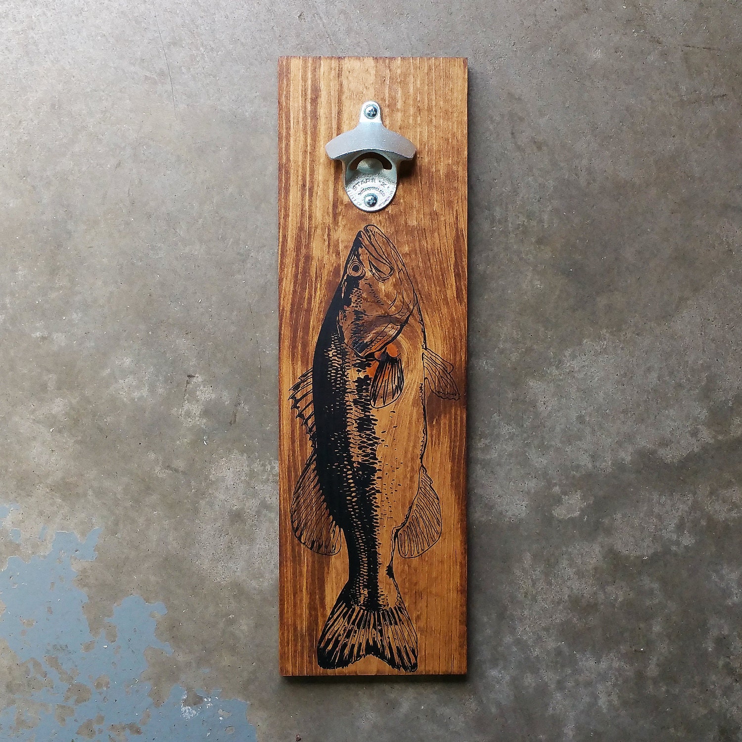 Wood Wall Mount Beer Bottle Opener Largemouth Bass | Etsy