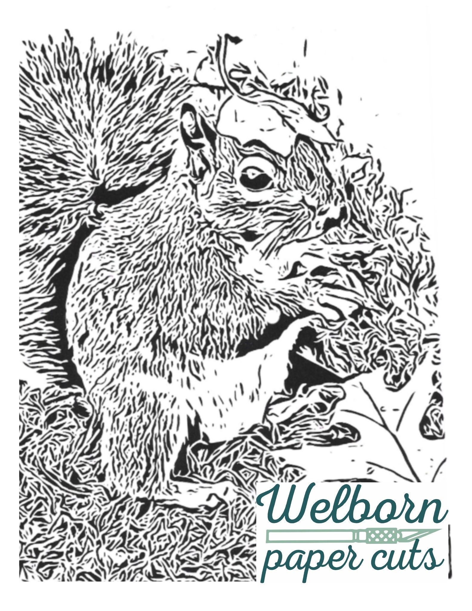 Squirrel Paper Cutting Template - Etsy