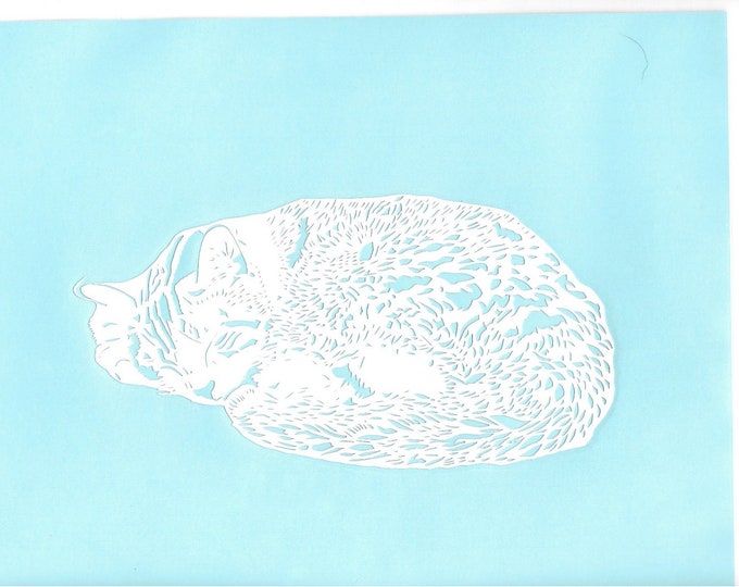 Sleeping Cat Papercut Template - Etsy
