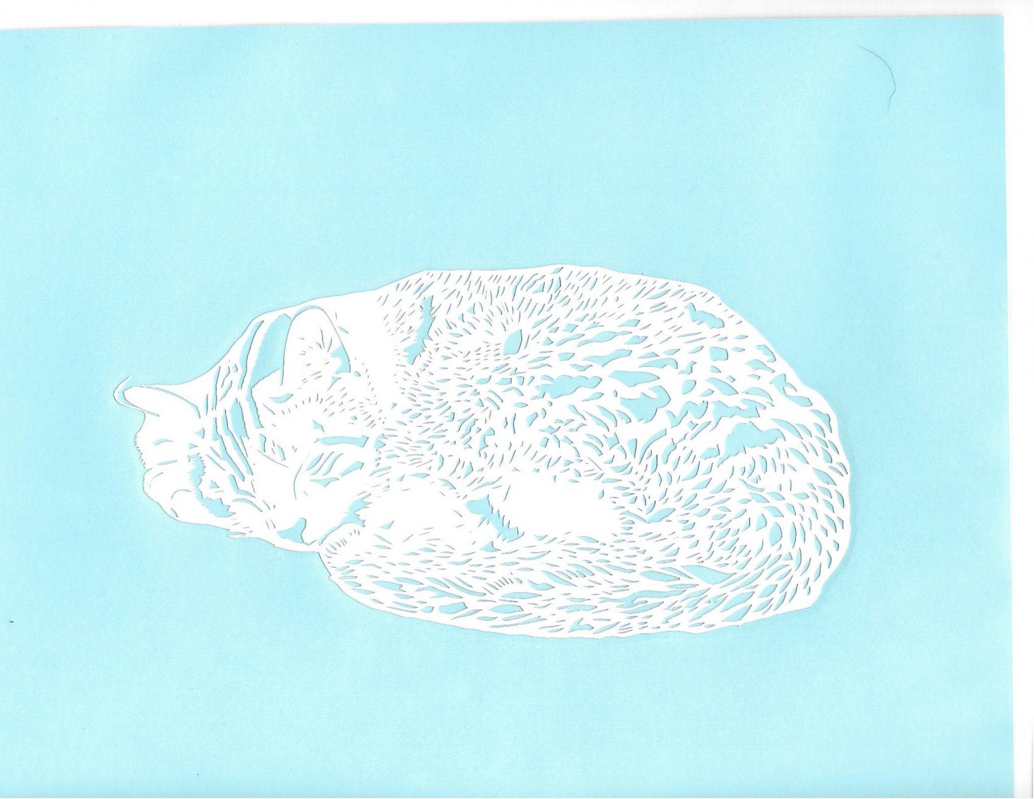 Sleeping Cat Papercut Template - Etsy