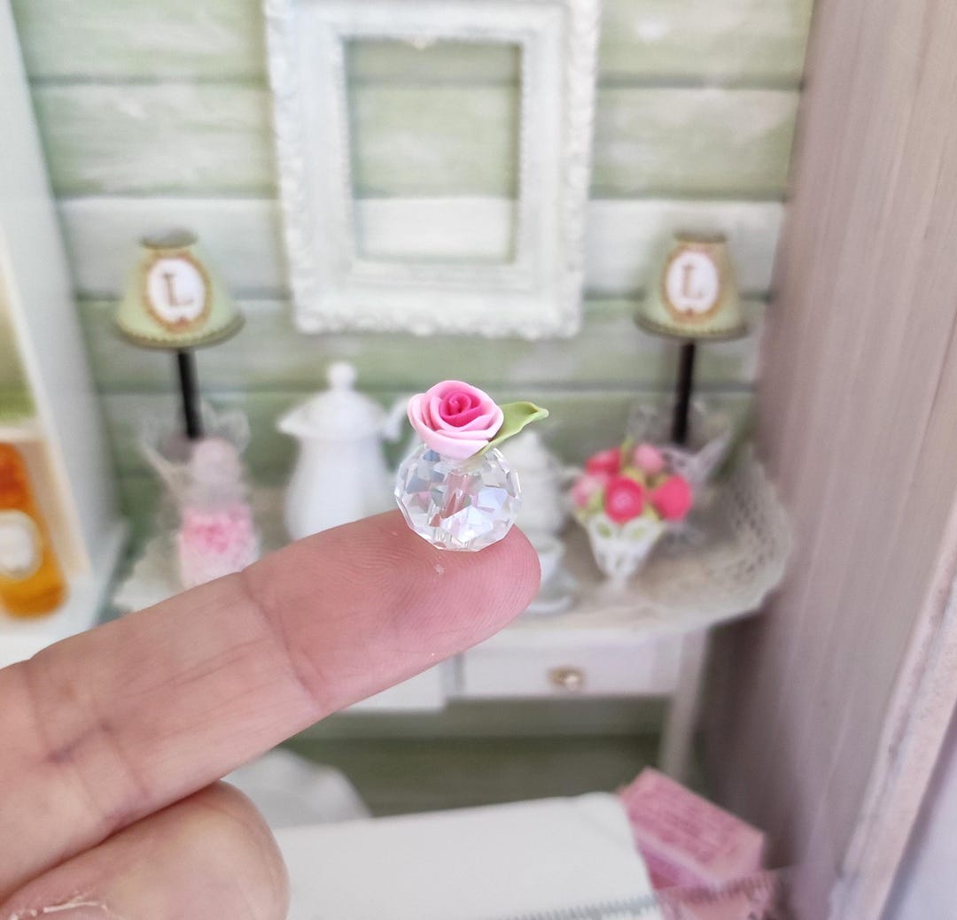 Barbie or Miniature Display Cases Glass Vase and Its Rose 1/12th. - Etsy