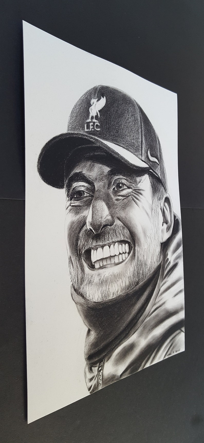 LIVERPOOL FC LFC Original Art Jurgen Klopp Original Charcoal Drawing on ...