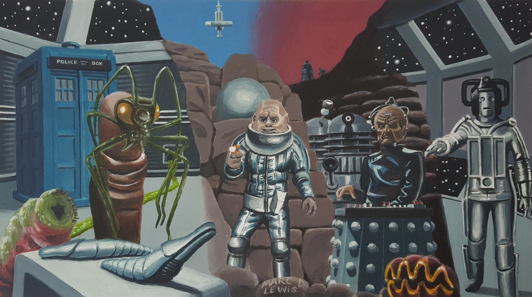 DR DOCTOR WHO Original Art Tardis, Wirrn, Sontaran, Davros, Daleks ...
