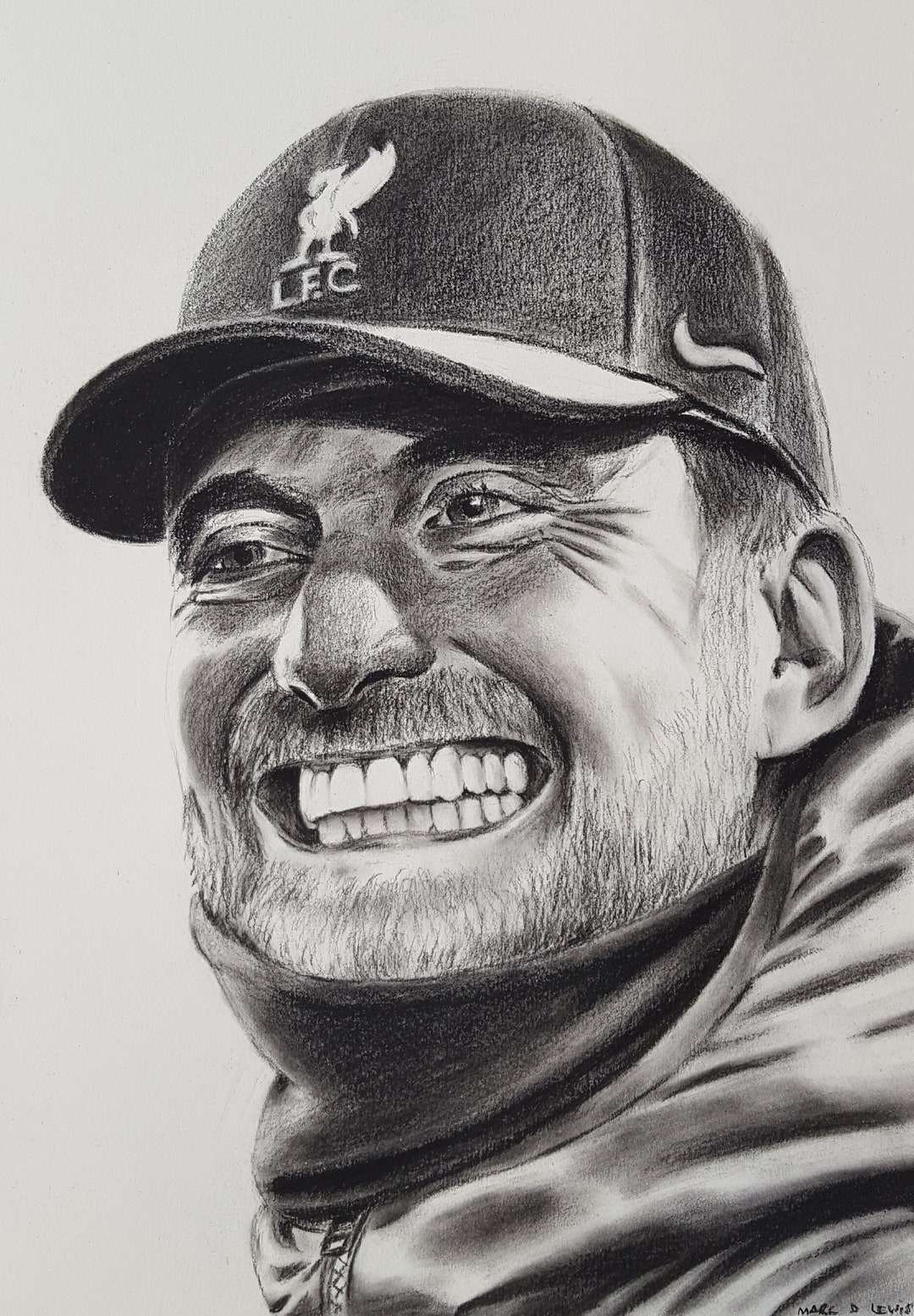 LIVERPOOL FC LFC Original Art - Jurgen Klopp Original Charcoal Drawing ...