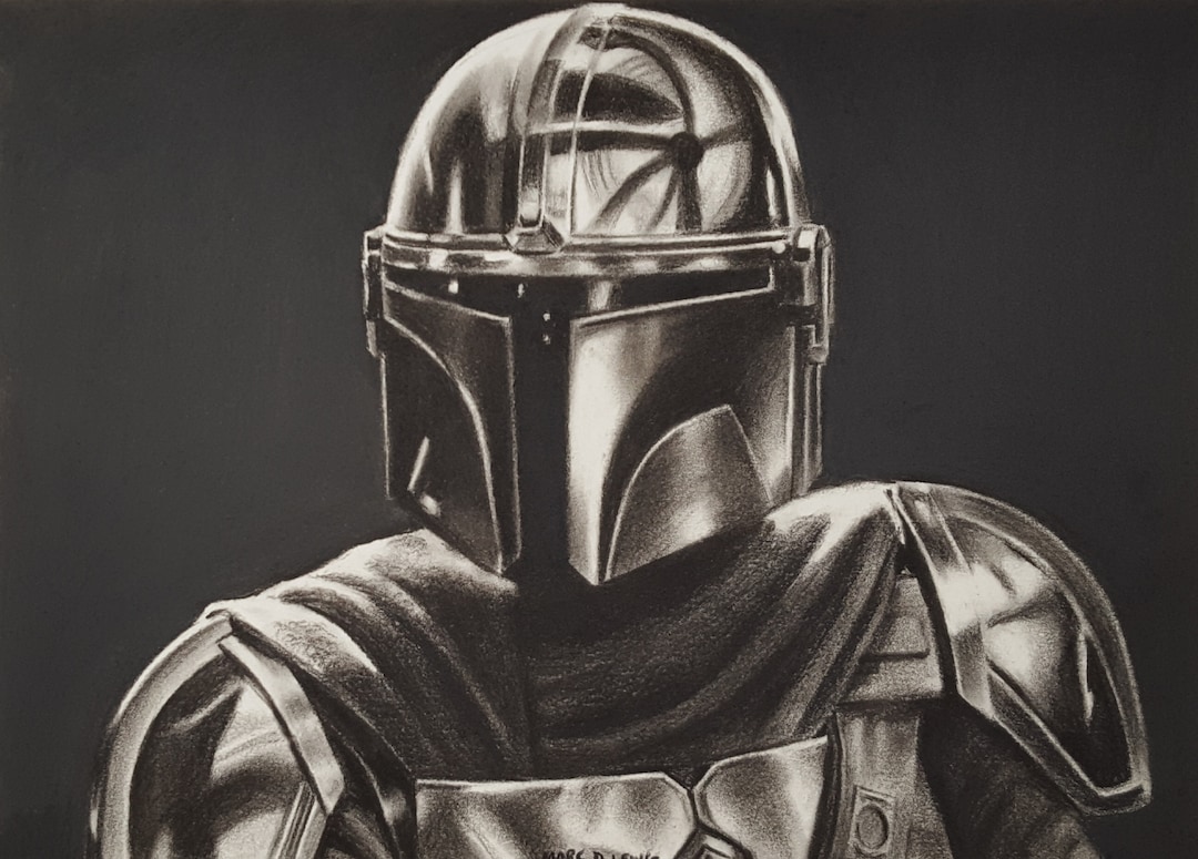 THE MANDALORIAN ORIGINAL Art 'mando' Original Charcoal Drawing on Paper ...