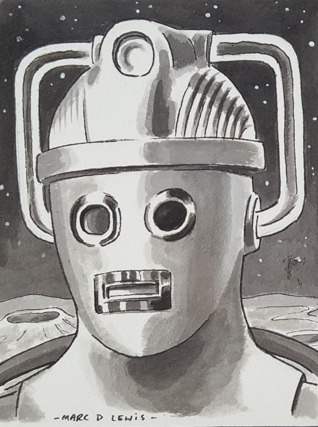 CYBERMAN Original Painting on Paper (11.5x9cm) Dr DOCTOR WHO Original ...