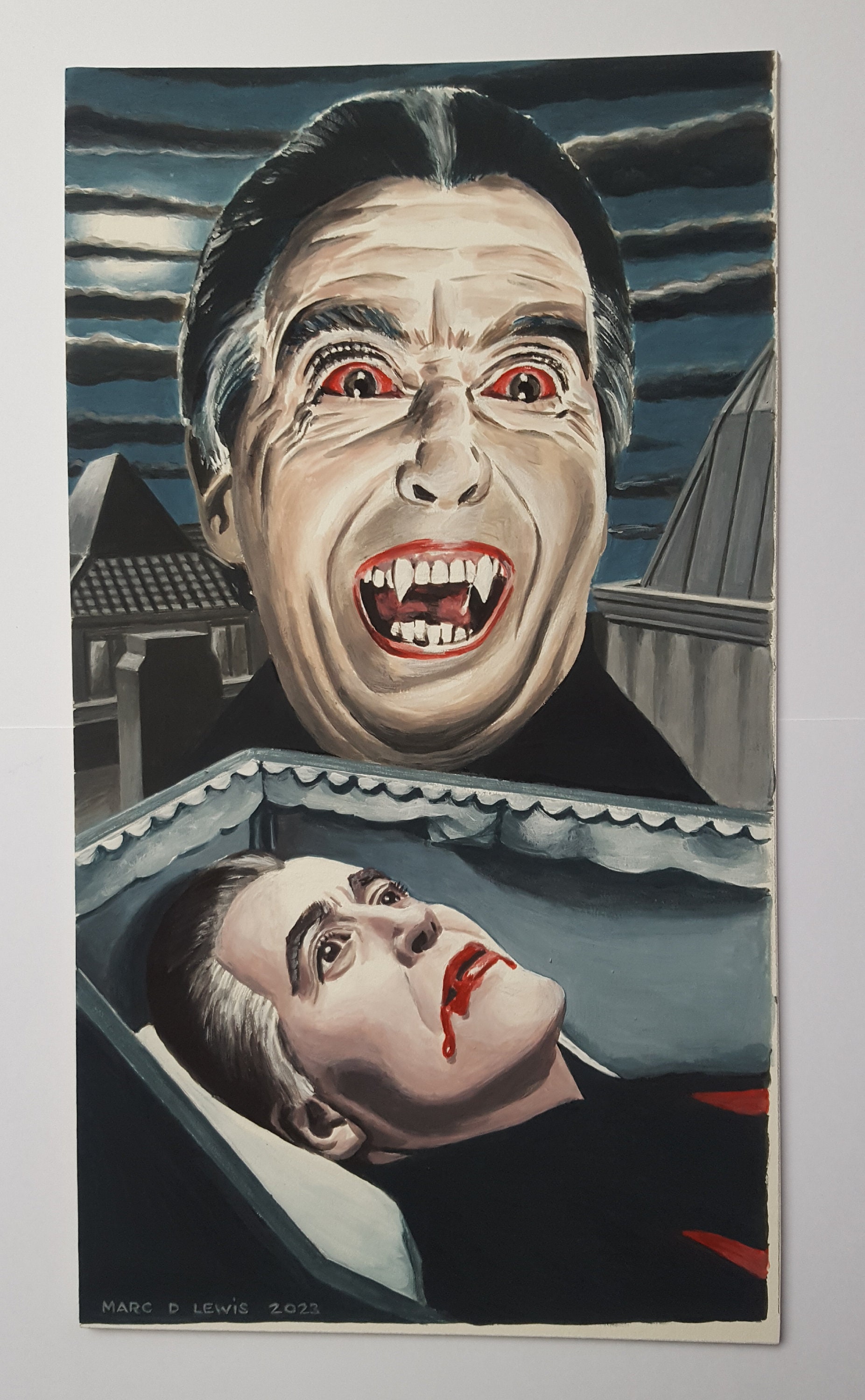 COUNT DRACULA Christopher Lee Original Art - 'dracula Has Risen From ...