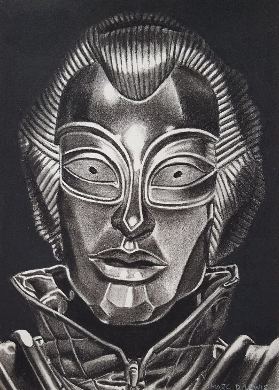 Dr Who Doctor Who Original Art the ROBOTS of DEATH 'VOC Robot' Original A4 Charcoal Drawing on ...