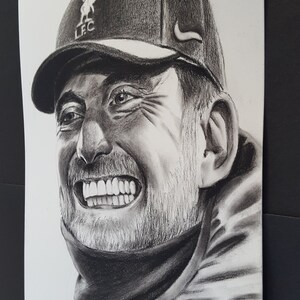 LIVERPOOL FC LFC Original Art - Jurgen Klopp Original Charcoal Drawing ...