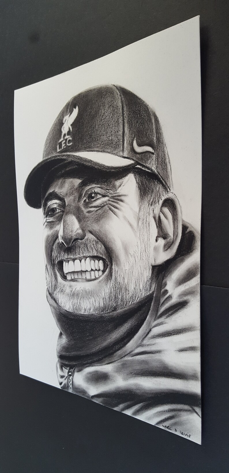 LIVERPOOL FC LFC Original Art Jurgen Klopp Original Charcoal Drawing on ...