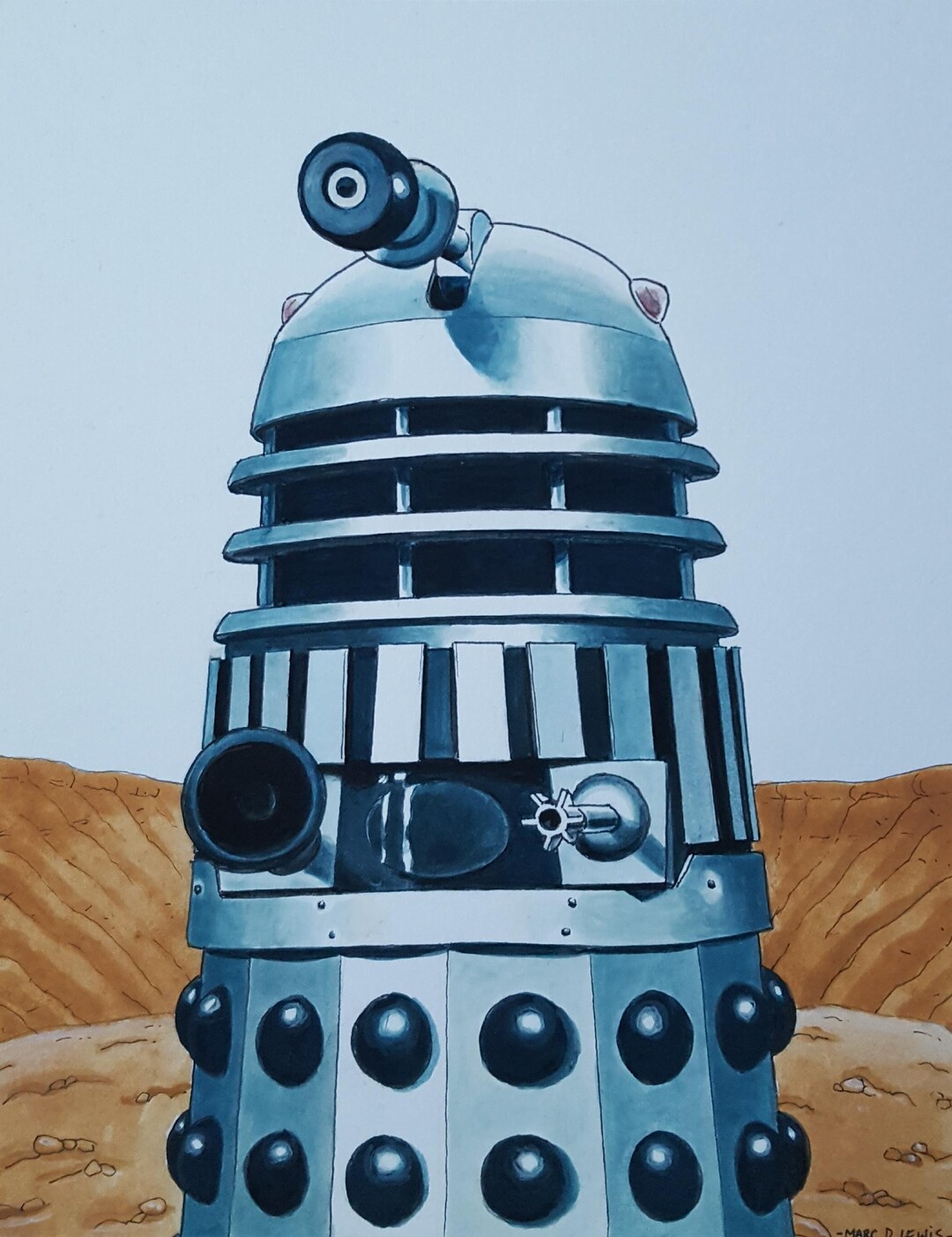 DALEK 'death to the Daleks' Original Acrylic Painting (16.4cm X 20.8cm ...