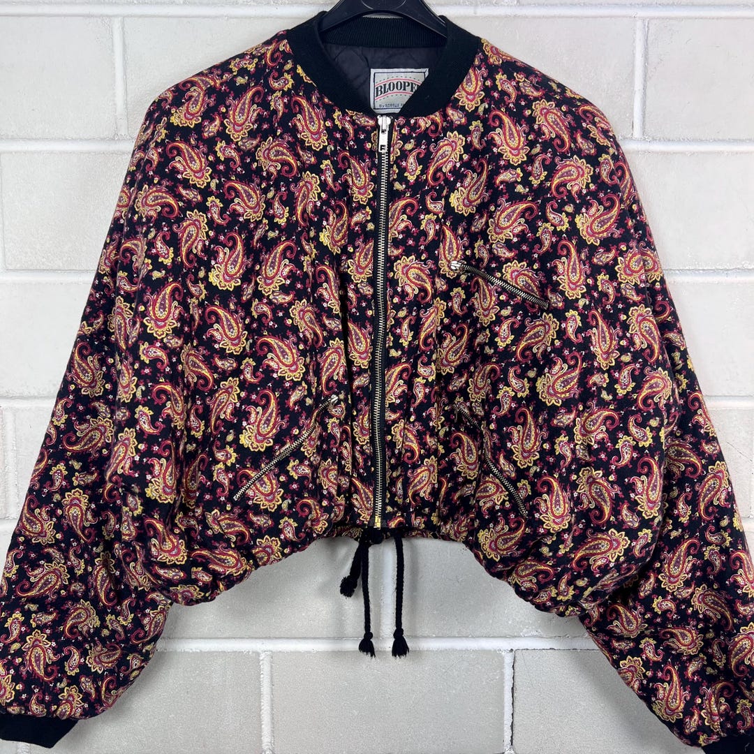 Vintage 90s Paisley Bomber Jacket – 100% Viscose – Lined Women's Jacket ...