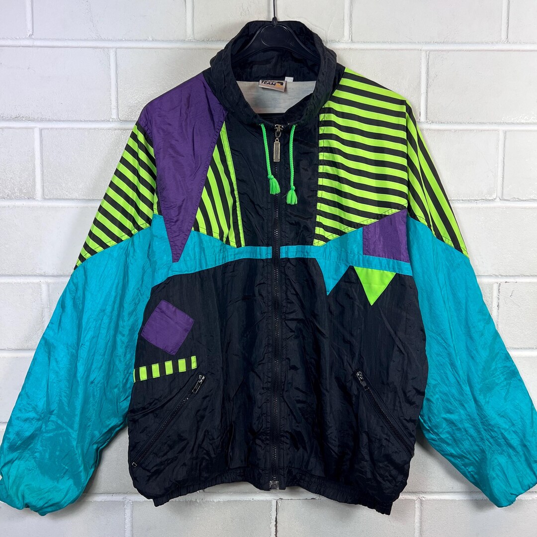 Vintage Shell Jacket / Windbreaker 90s | Neon Colorblock | Sports ...