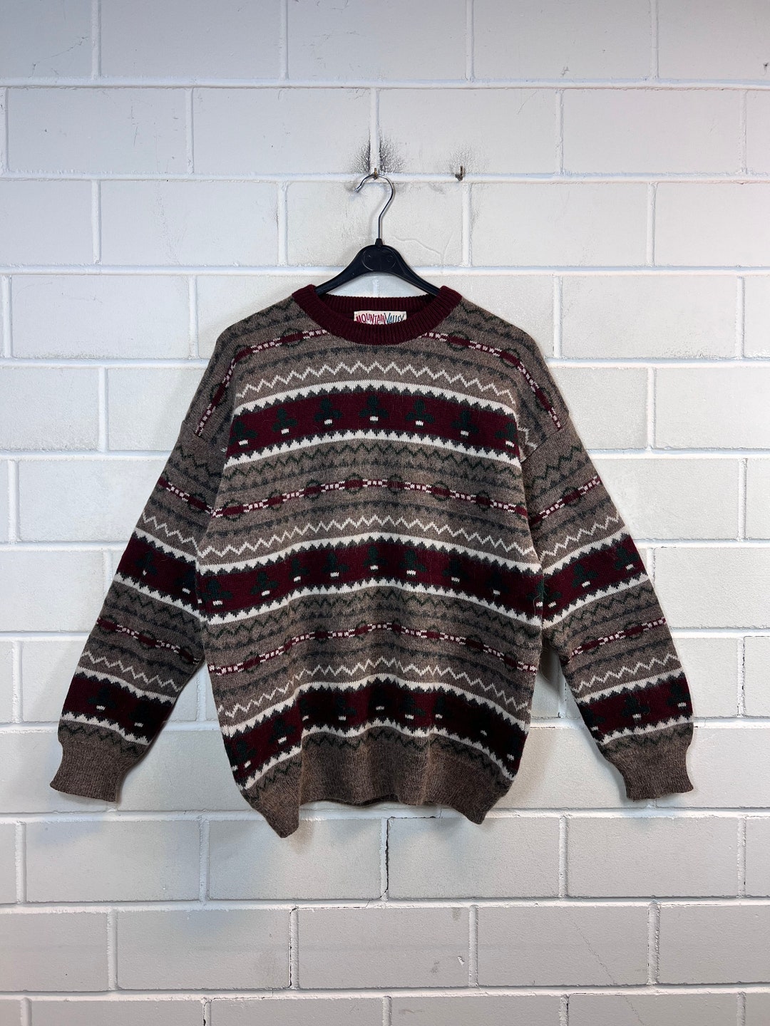 Vintage Pullover Size M Knit Sweater Wool Jumper Norwegian Alpaca 80s ...