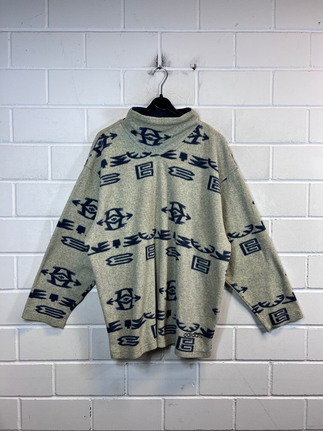 Vintage Adidas Size M L Crazy Pattern Light Fleece Pullover Sweater ...