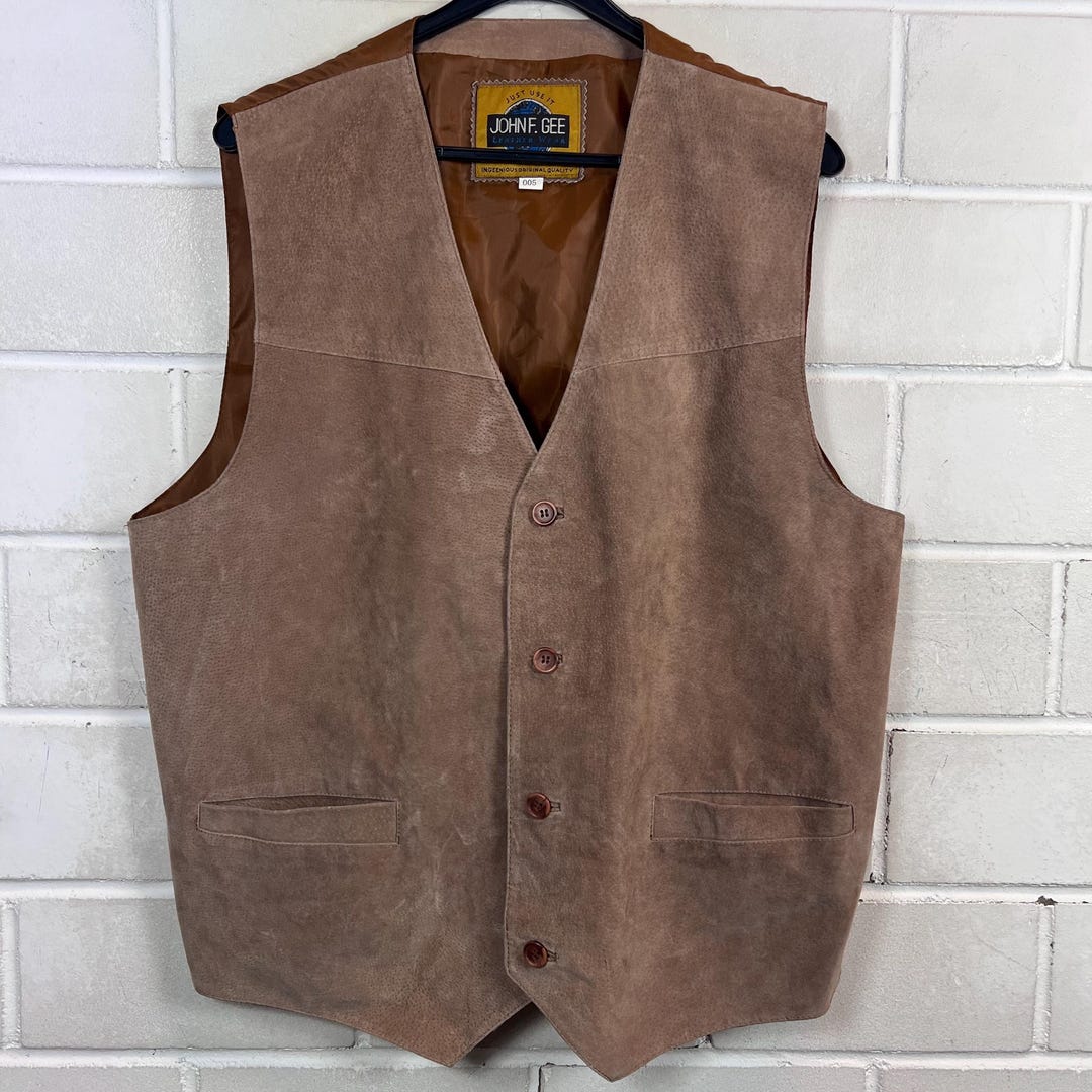Vintage John F. Gee Suede Vest, Men's Size L, Brown, 90s Style. - Etsy