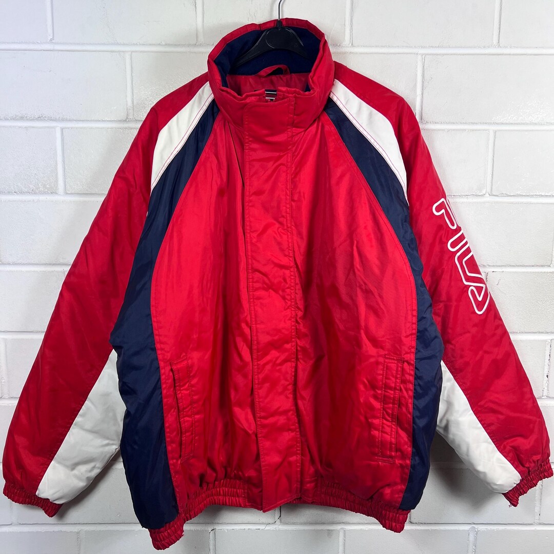 Vintage FILA Puffer Jacket 90s | Red Blue White | Retro Puffer Fish ...
