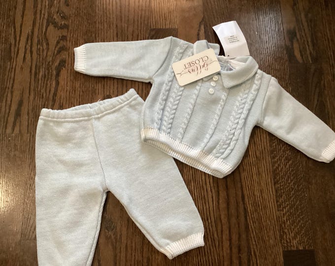 Pex Baby Boys Spanish Style Cable Knitted Outfit Set Newborn Baby 6-9 ...