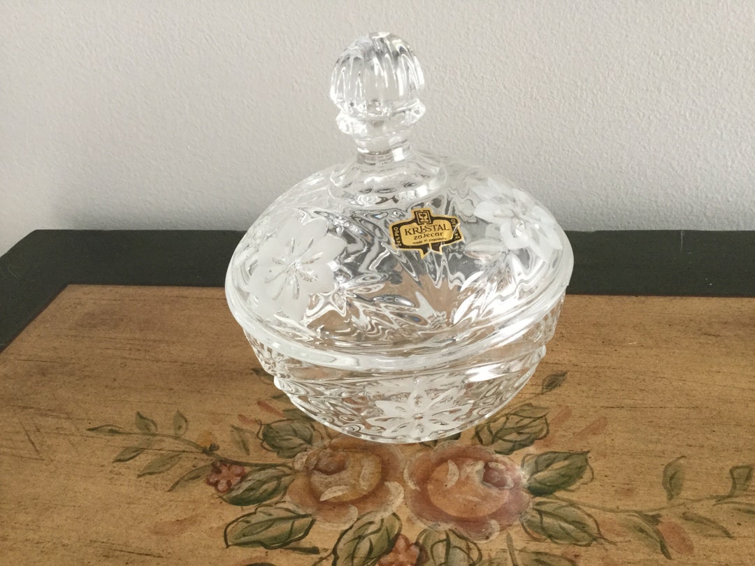 Vintage Lead Crystal Candy Dish With Lid Crystal Clear Industries ...