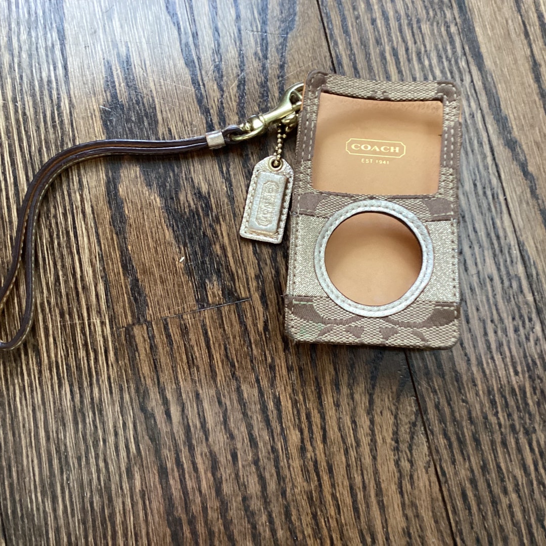 Vintage COACH Signature Logo Tan Canvas Ipod Case Wristlet/coach Phone ...
