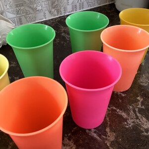 Lot of 7 Tupperware Cup Tumbler 8oz Solid Neon Colors 109/vintage ...