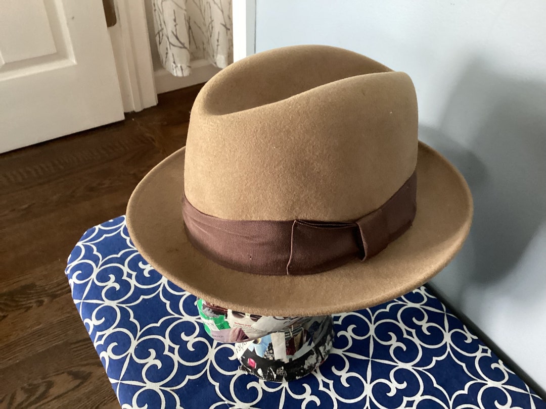 Vintage Capas Design Fedora Wool Hat Size 6 7.8 Beige Made in Usa/mens ...