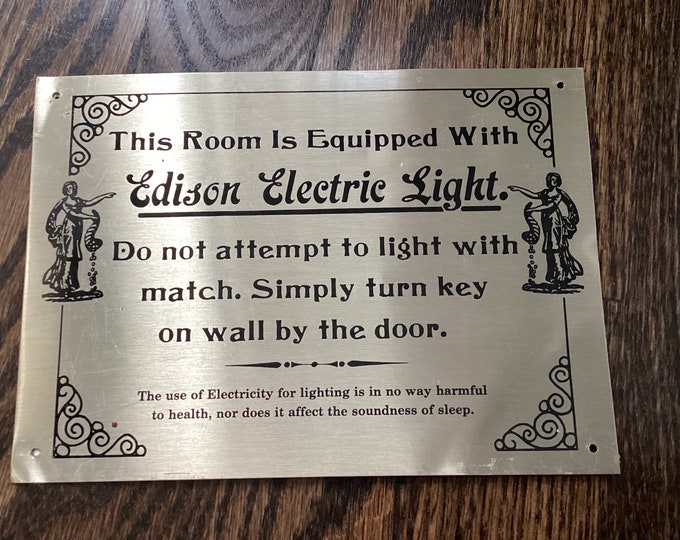 Room Equipped With Edison Electric Light Metal Sign Novelty - Etsy