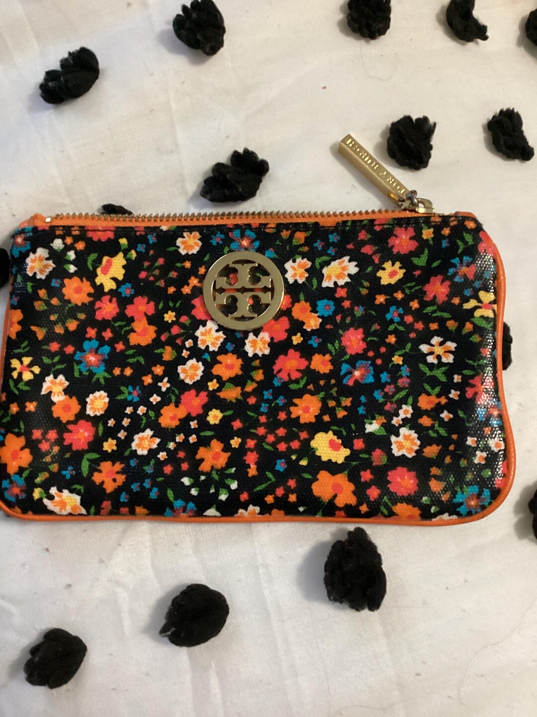 Tory Burch Orange Fall Floral Pvc Cosmetic Bag - Etsy