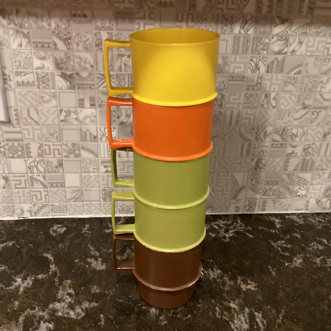 Vintage Tupperware Coffee Mug/cup Harvest Colors Stackable #1312 Set of ...