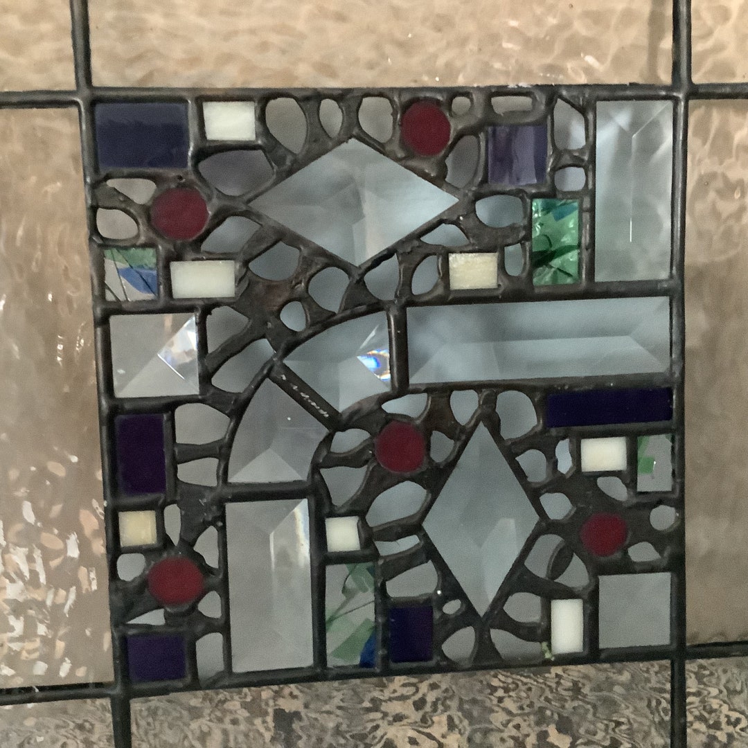 Beveled Stained Glass Amber Panel 10 X 10 Inches/stained Glass/window ...