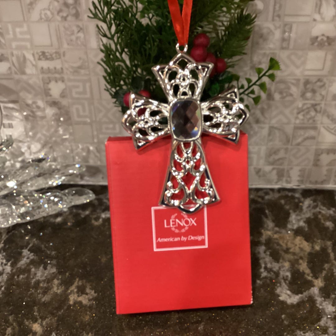 Lenox Bejeweled Holy Cross Silverplated Christmas Ornament 856360 ...