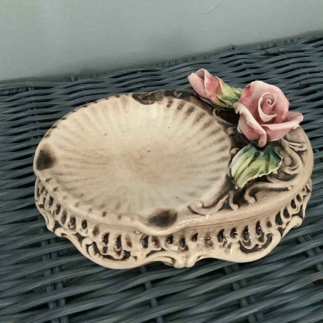 Vintage Capodimonte Oval Raised Ashtray Trinket Soap Dish Vera Italy ...