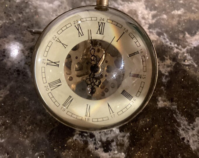 Vintage Brass Glass Pocket Watch Ball/paper Weight Clock/mechanical ...