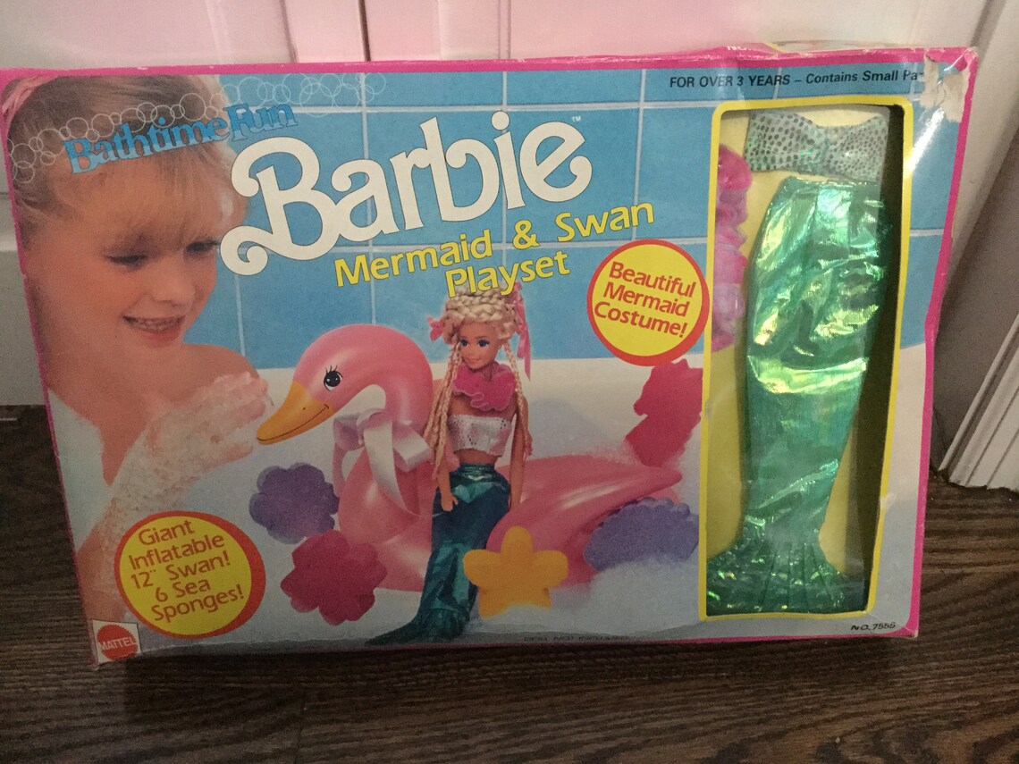 Mattel Barbie Mermaid and Swan Playset 7555 New | Etsy