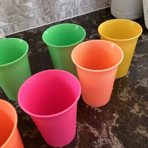 Lot of 7 Tupperware Cup Tumbler 8oz Solid Neon Colors 109/vintage ...