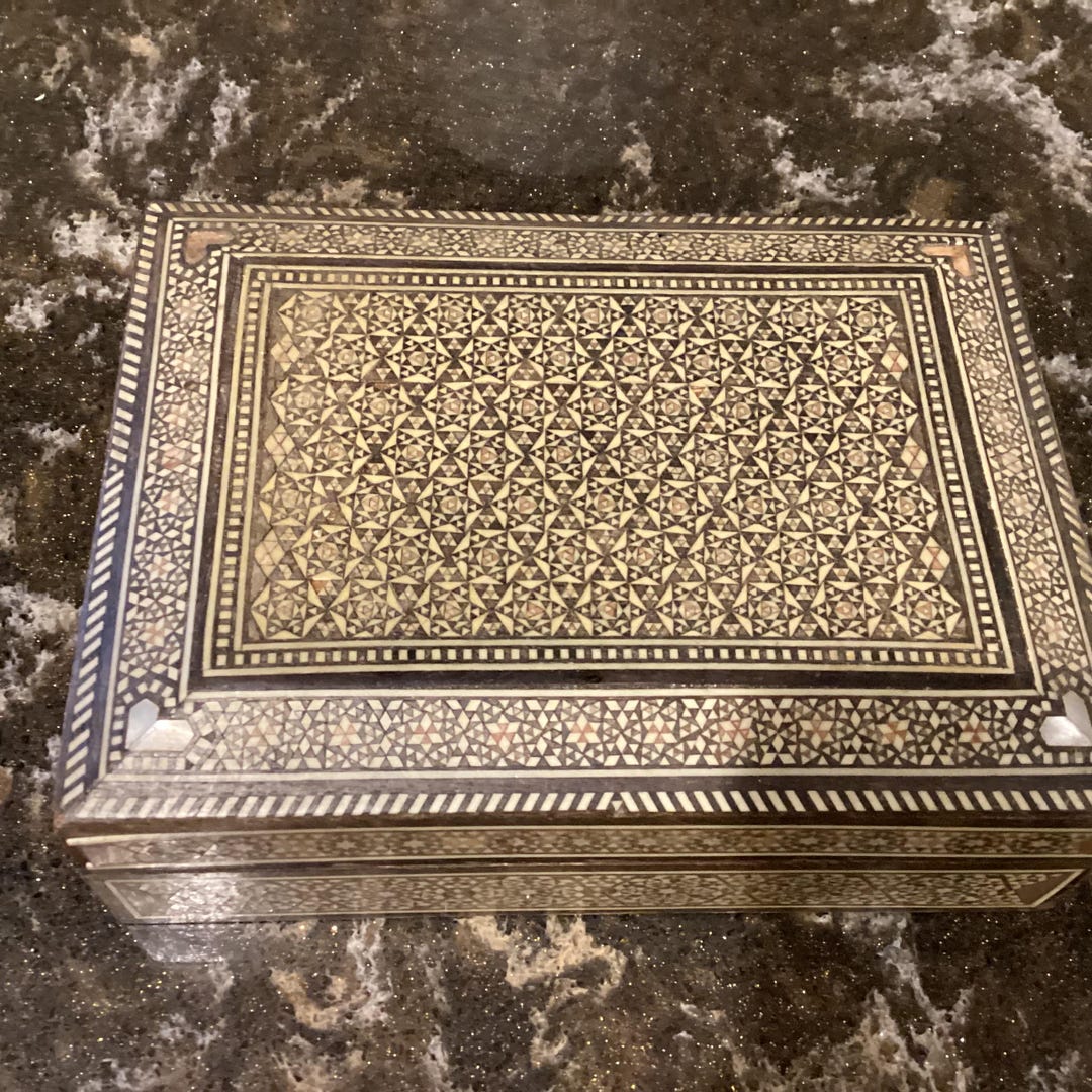 Antique Inlay Persian Marquetry With Hinged Cover 19th Century Jewelry ...