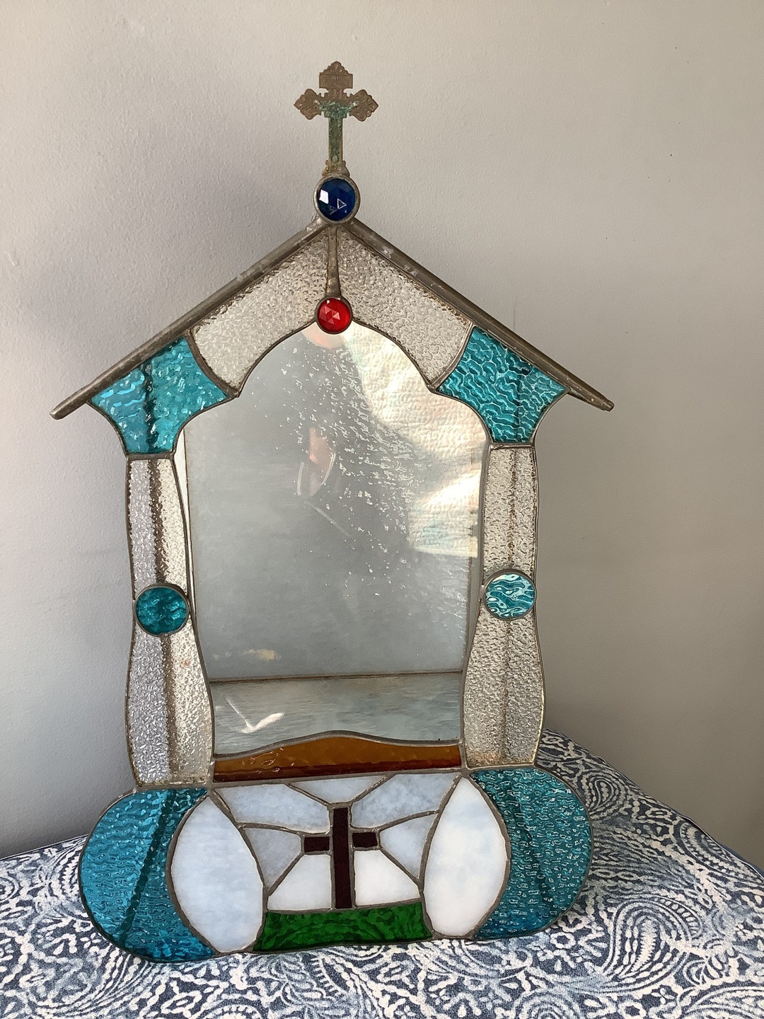 Forget Me Not Stained Glass Memorial Urn Statue Holy Display Lighted ...