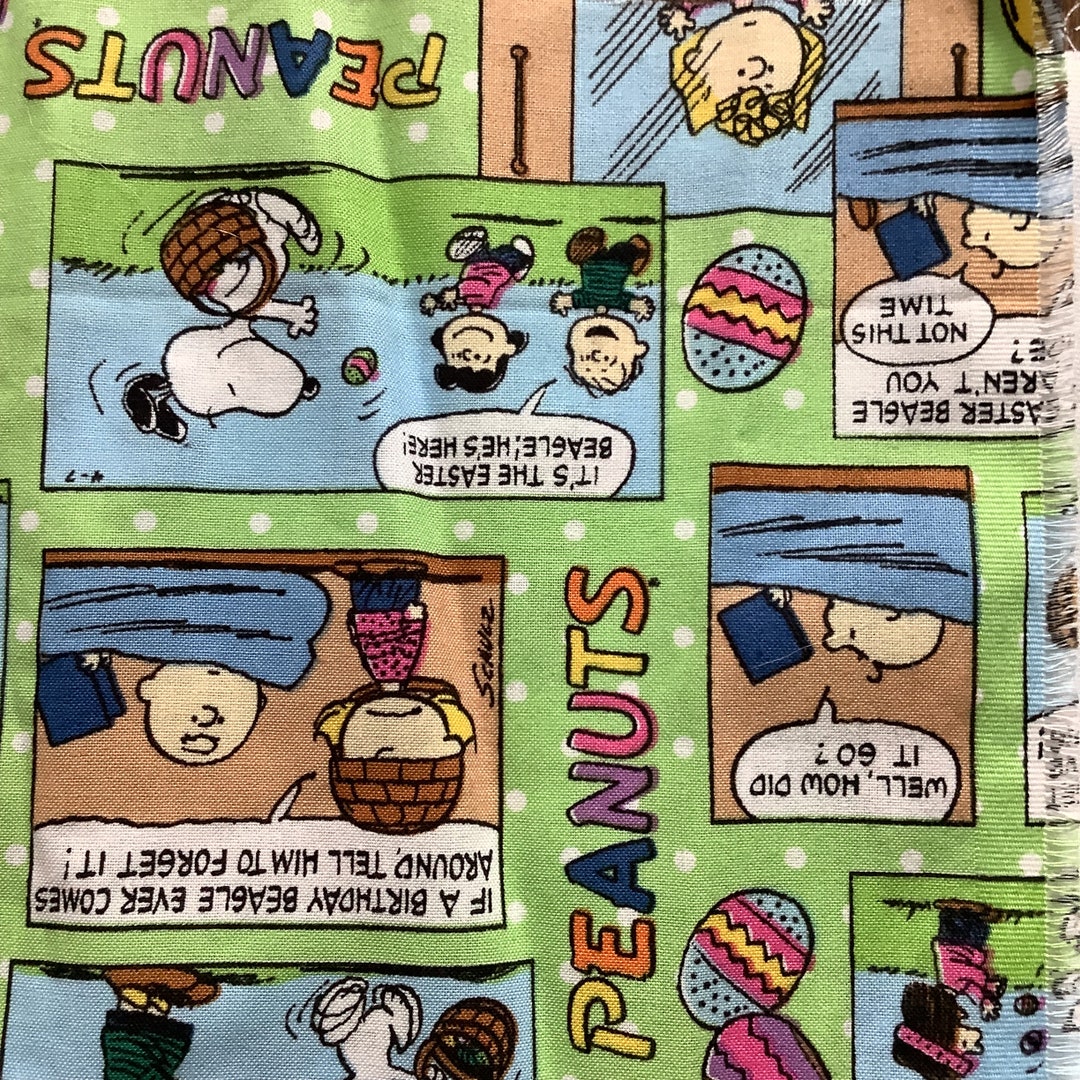 Peanuts Easter Comic Fabric Snoopy Charlie Brown Gang Cotton Sewing ...