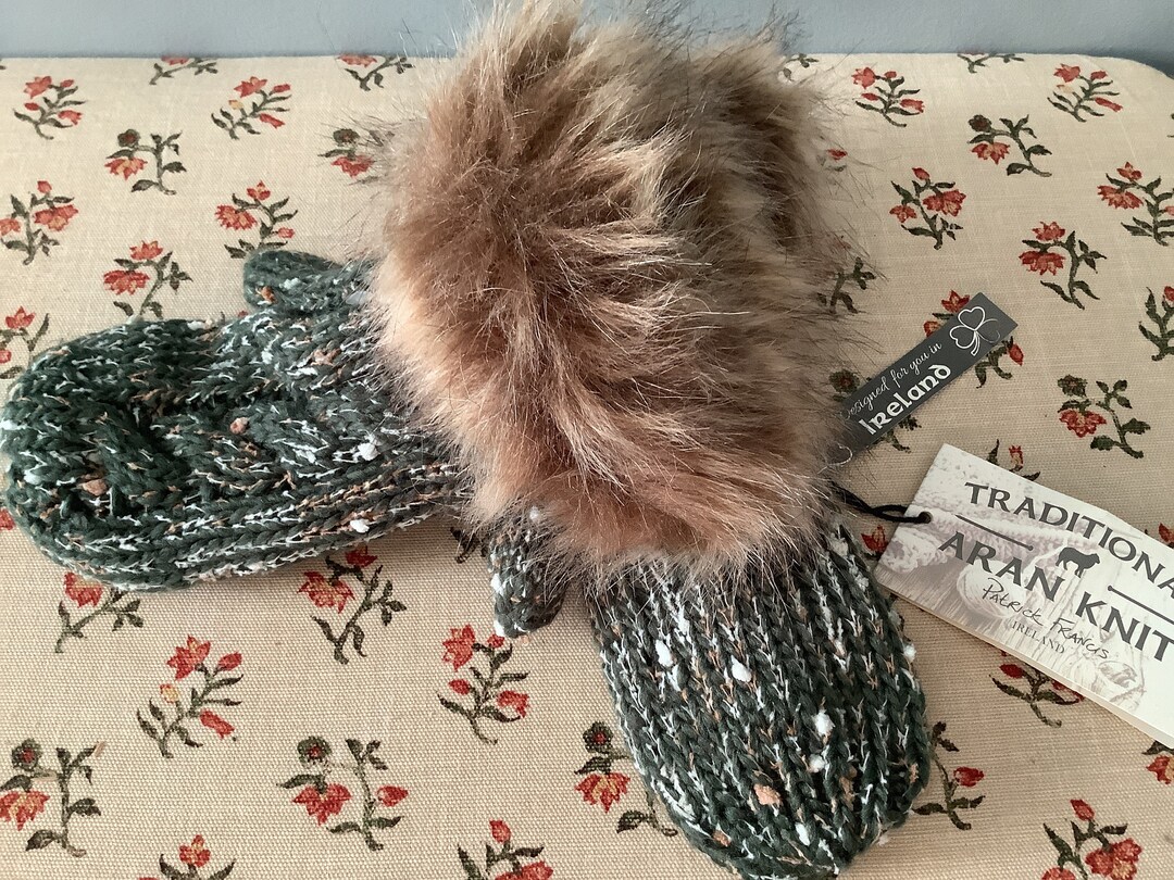 Aran Crafts Womans Bottle Speckled Handmade Wool Mittens Ireland/wool ...