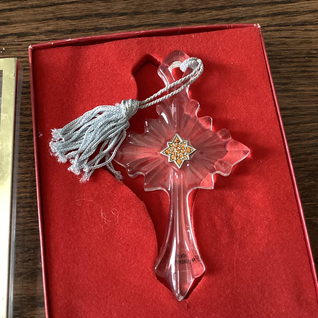 Lenox Pave Jewels Scrolled Cross Crystal Christmas Ornament 1999 ...