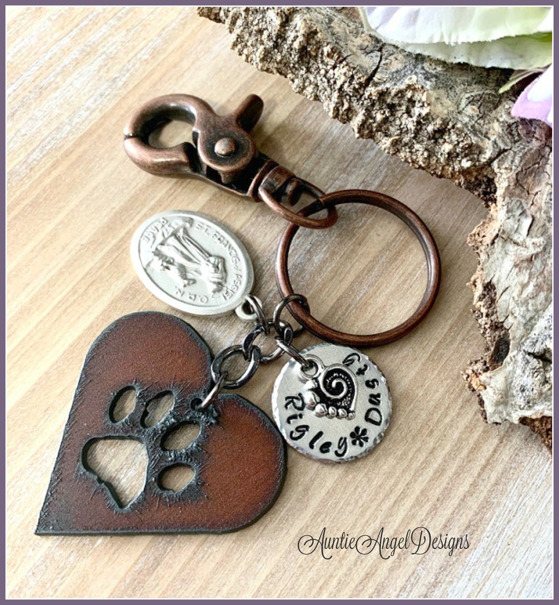Personalized paw print key chain paw print purse clip custom | Etsy