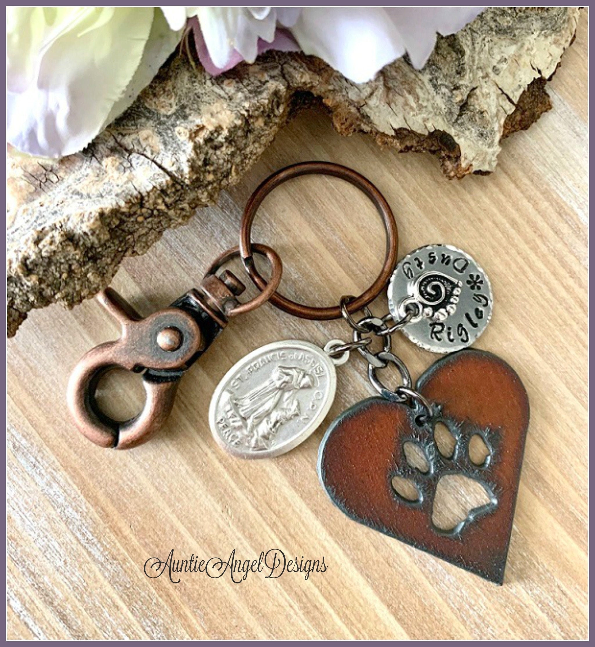 Personalized paw print key chain paw print purse clip custom | Etsy