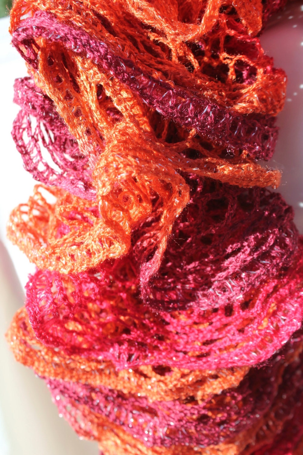Red Heart Boutique Sashay Yarn Salsa Ruffled Scarf Etsy