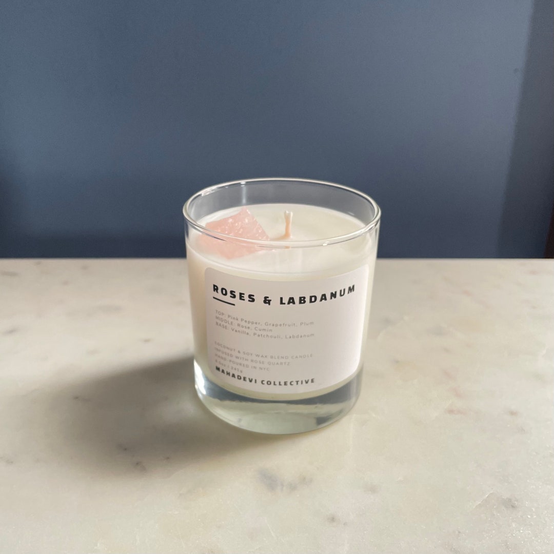 ROSES & LABDANUM CANDLE All Natural Coconut-soy Wax 8oz - Etsy