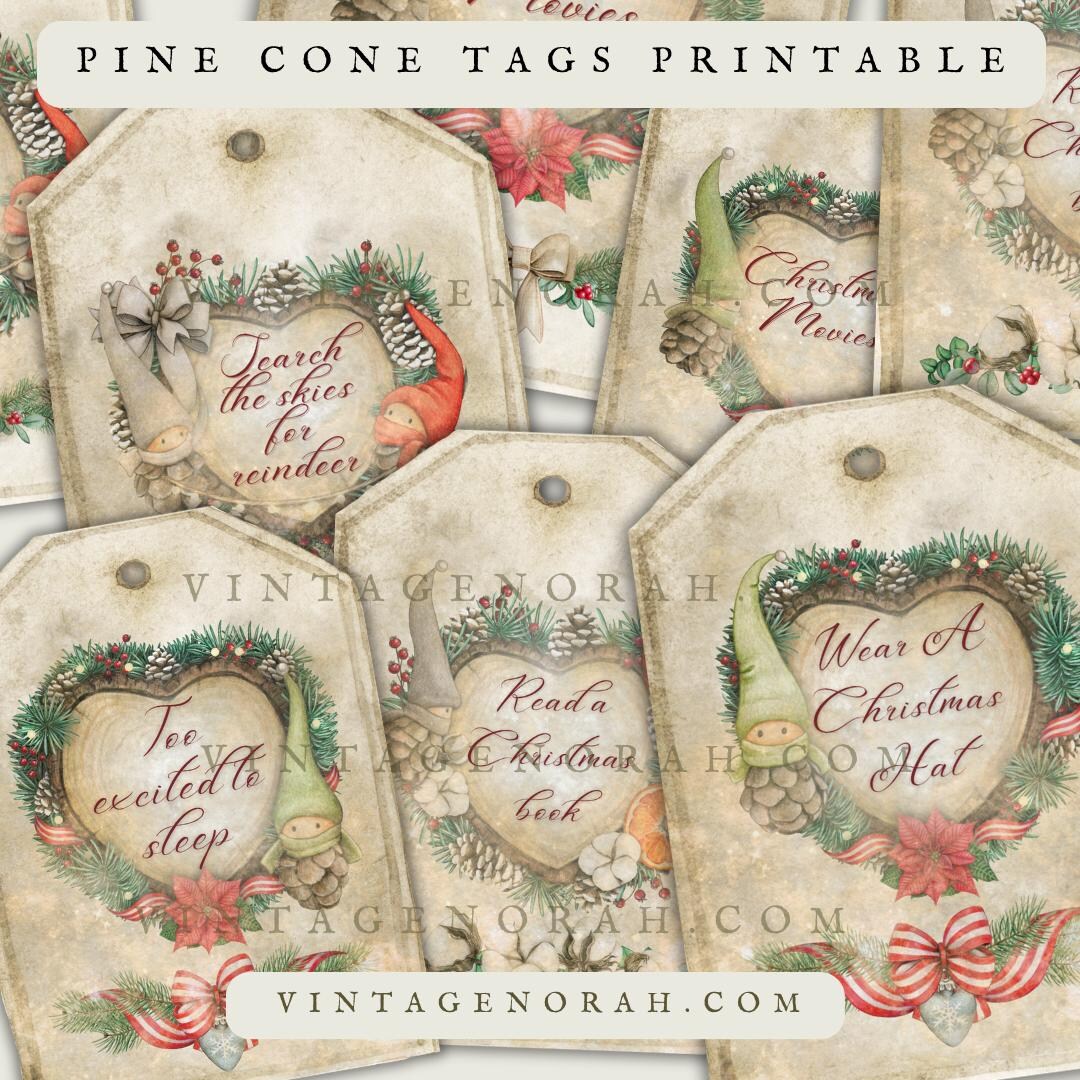 Pine Cone Christmas Tags: Printable Advent Bucket List (PDF) - Etsy
