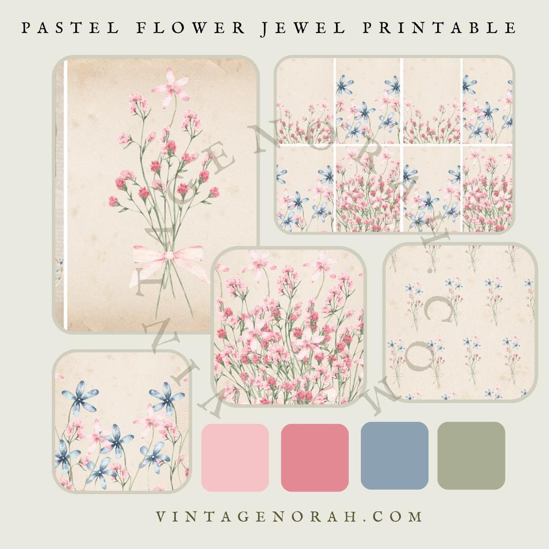 Journal Pages ~pastel Flower Jewel .pdf Printable, Papercraft ...