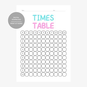 Printable Times Table, Printable Math Sheet, Printable Kids Education ...