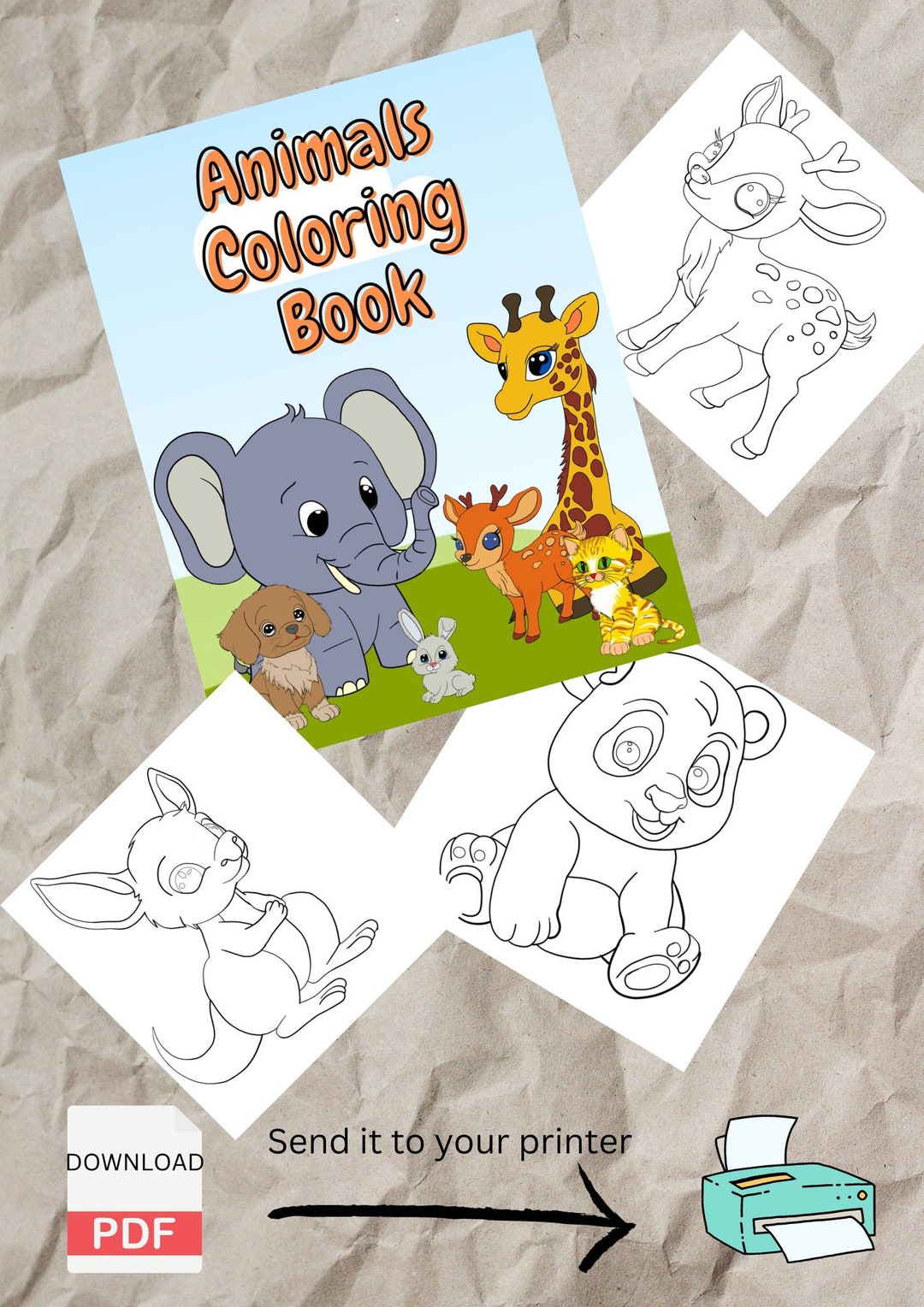 25 Printable Animals Coloring Pages Cute Animals For Kids - Etsy México